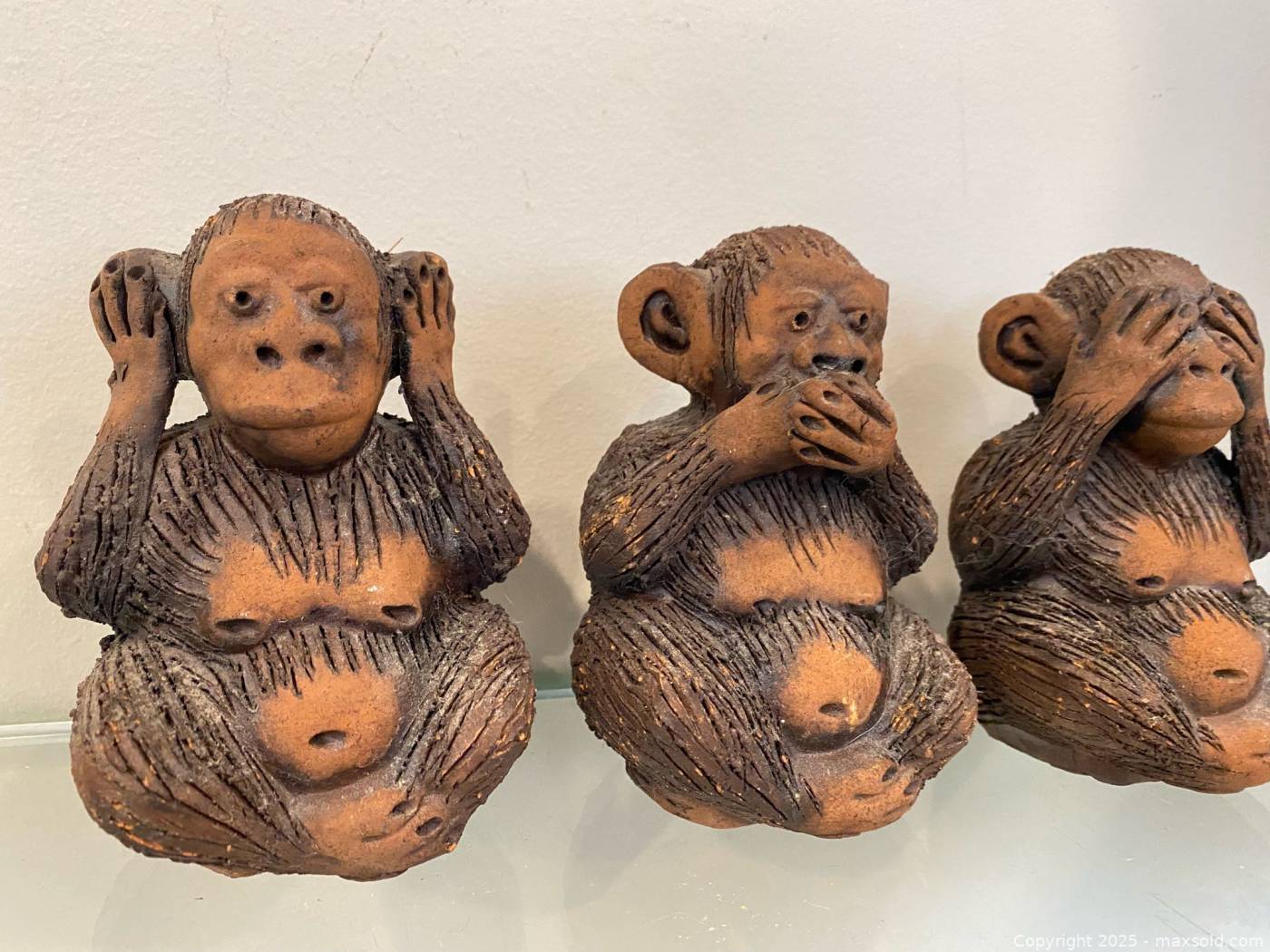 Vintage Clay Wise Monkeys Figurines | Maxsold