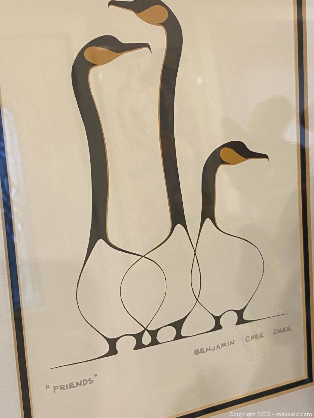 Benjamin Chee Chee "Friends" framed print 11x13 | Maxsold