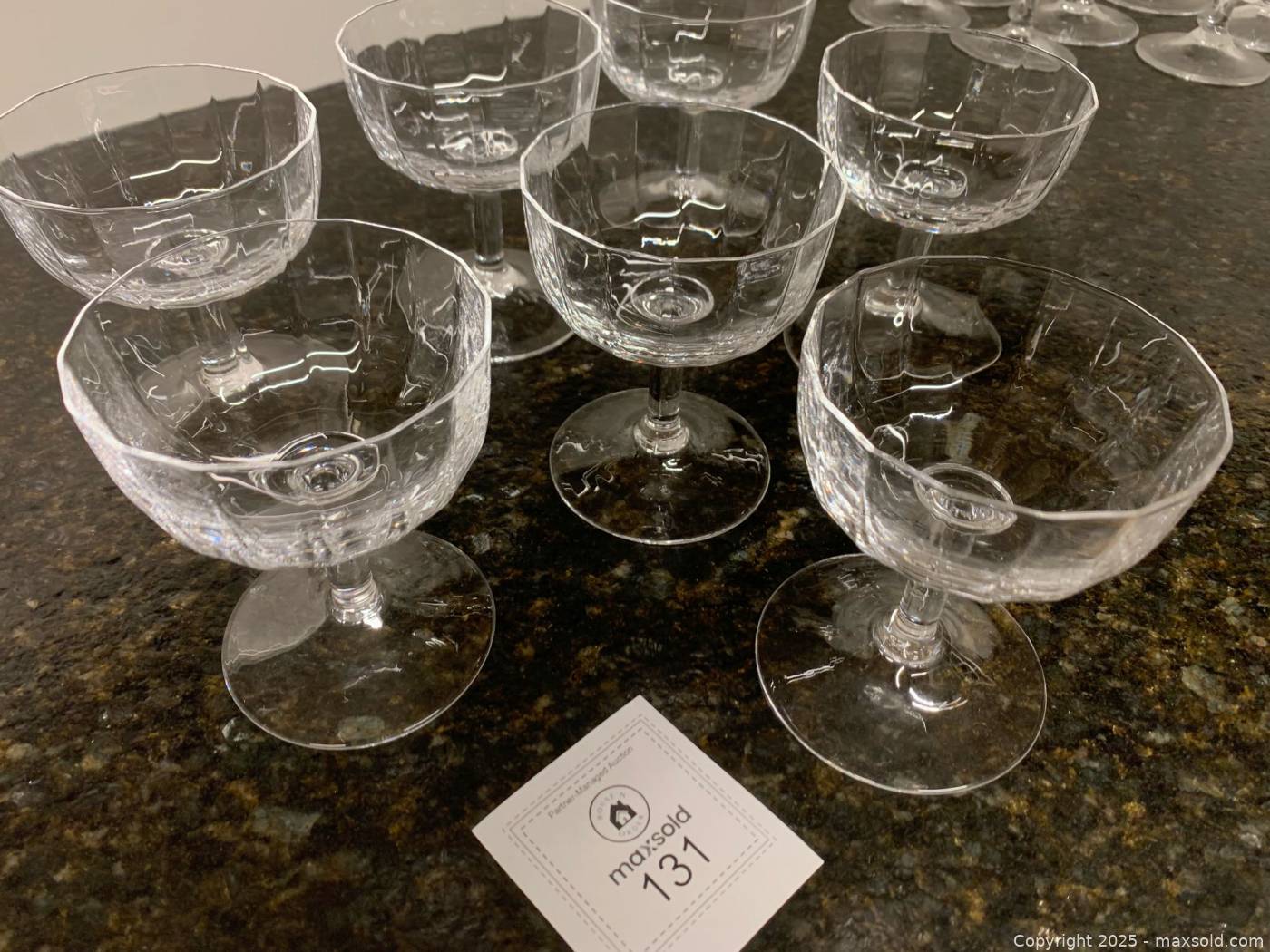 Dansk Ursula crystal coupe glasses set of 7 | Maxsold
