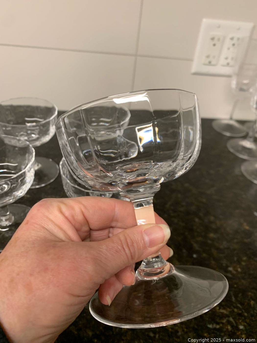 Dansk Ursula crystal coupe glasses set of 7 | Maxsold