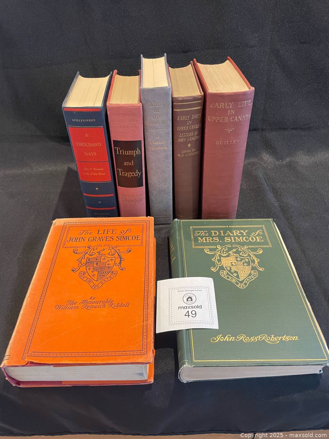 7 vintage history hardcovers JFK Churchill Simcoe | Maxsold