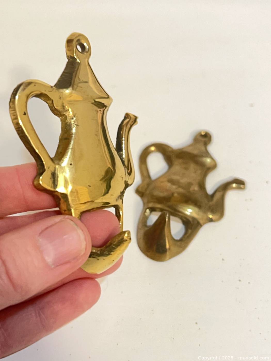 Vintage brass teapot wall hooks | Maxsold