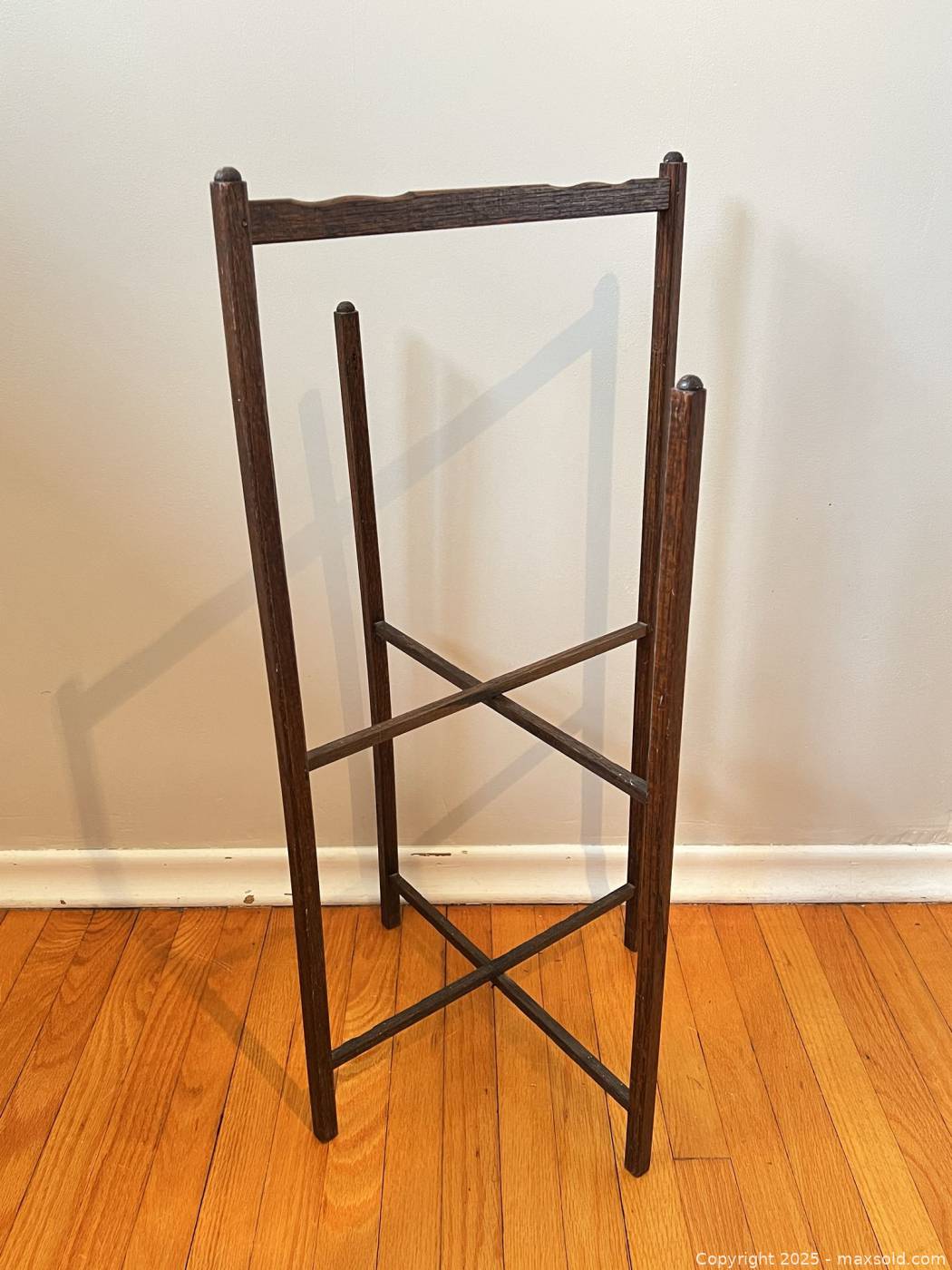 Vintage mahogany folding wood stand | Maxsold