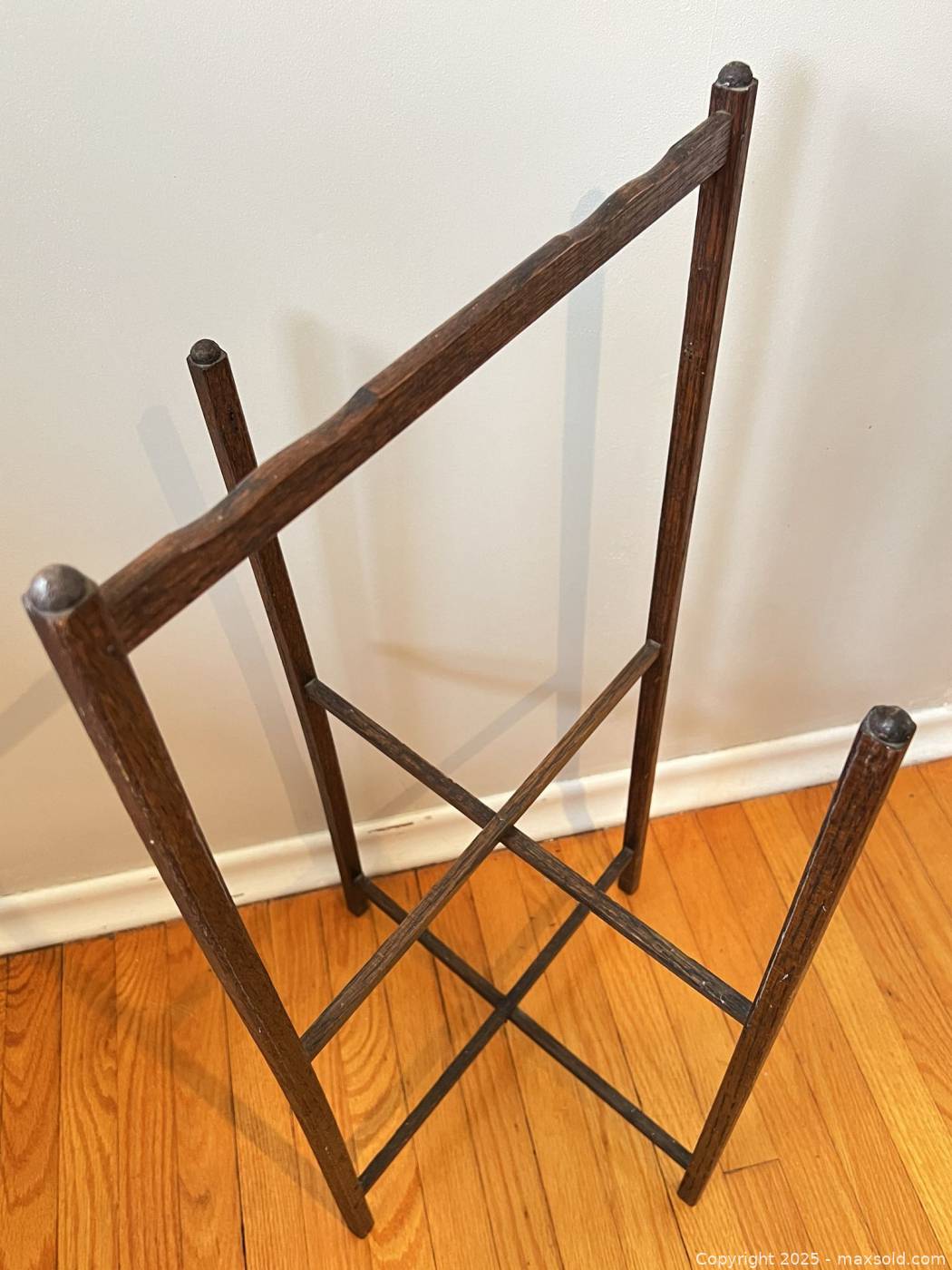 Vintage mahogany folding wood stand | Maxsold