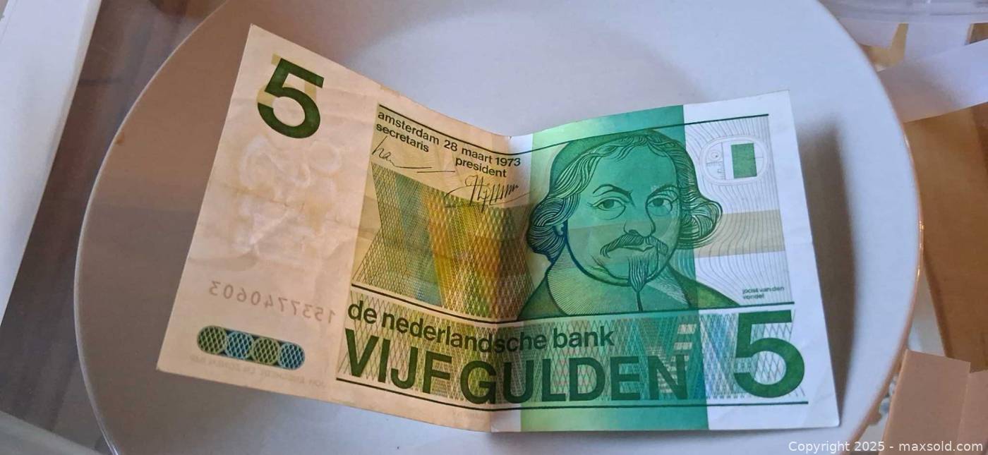 5 Dutch Guilder Banknote Serial 1537740603 | Maxsold