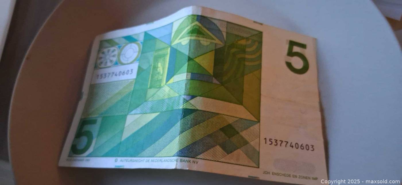 5 Dutch Guilder Banknote Serial 1537740603 | Maxsold