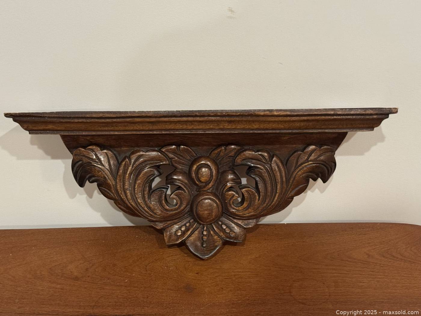 Carved Solid Wood Wall Display Shelf | Maxsold