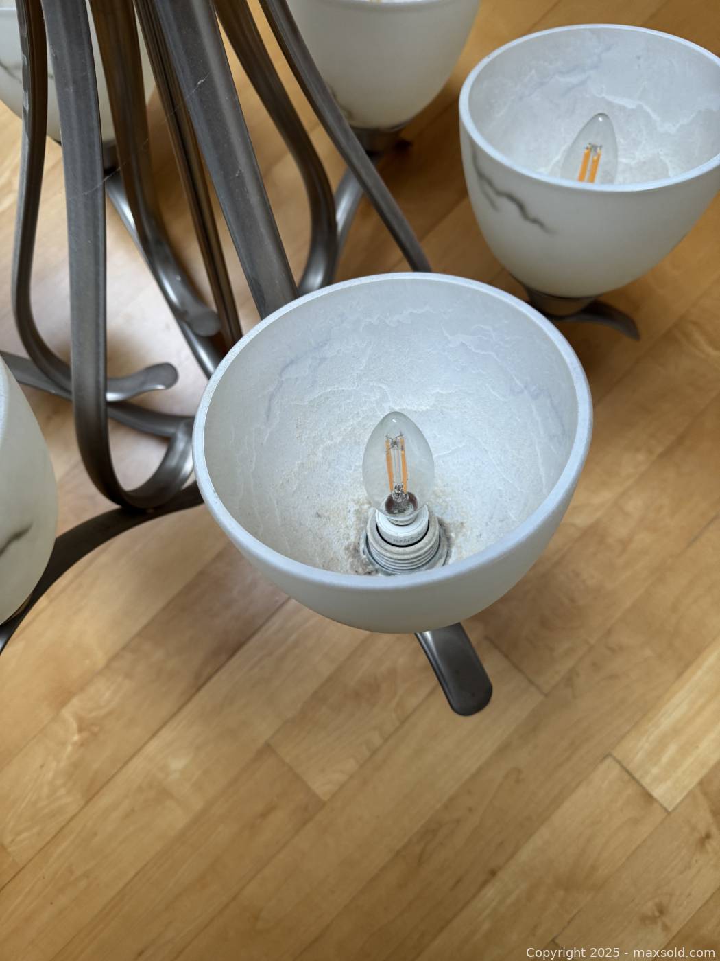Six-Light Grey Metal Ceiling Fixture | Maxsold