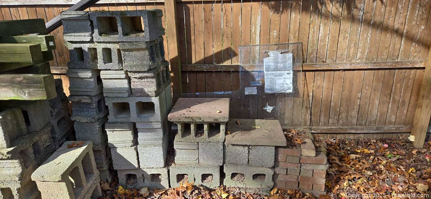 Assorted cinder blocks and bricks | Maxsold
