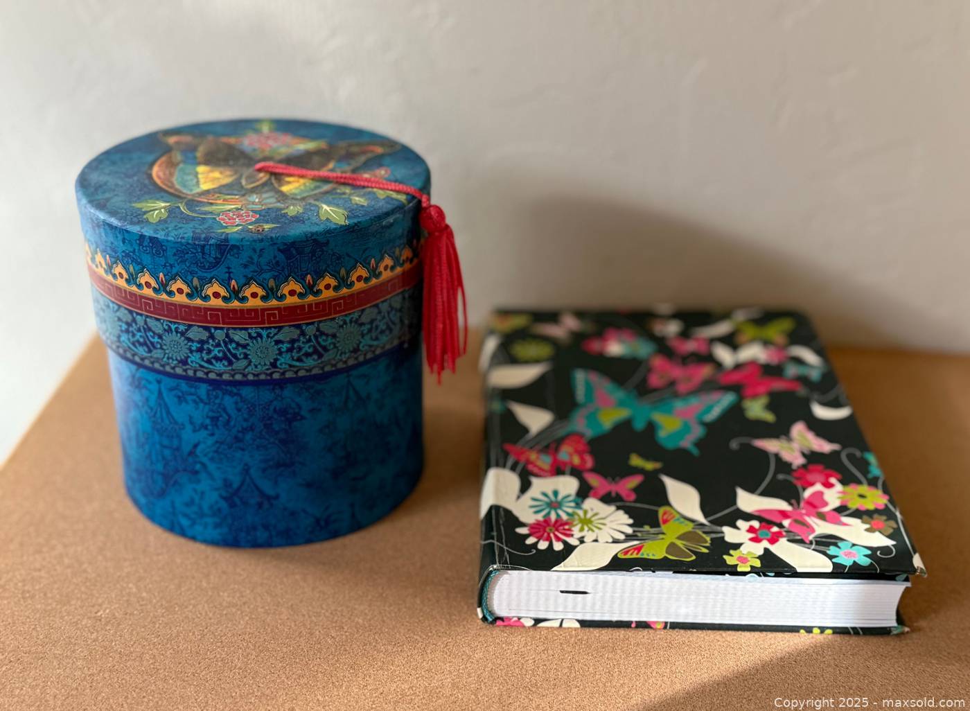 Butterfly motif container and notebook | Maxsold