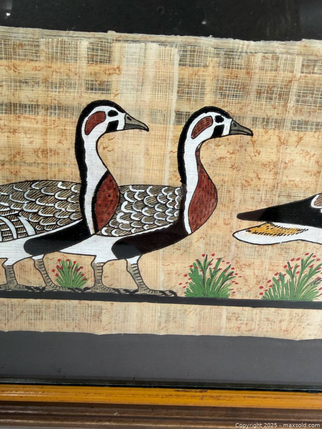 Framed Egyptian papyrus bird painting | Maxsold