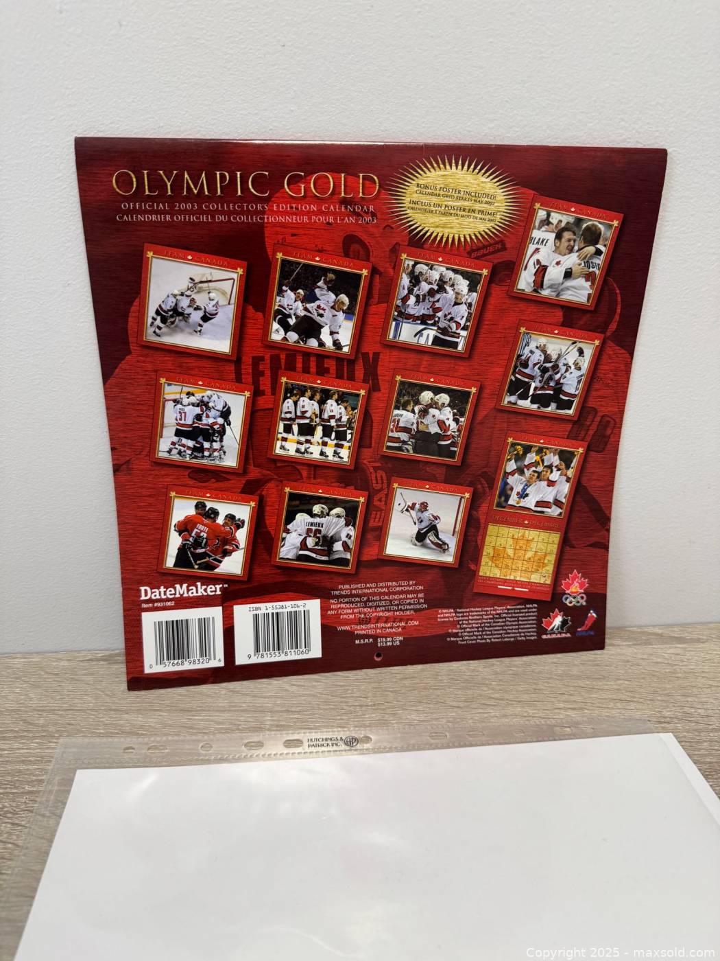 2003 Team Canada Olympic Gold Calendar | Maxsold