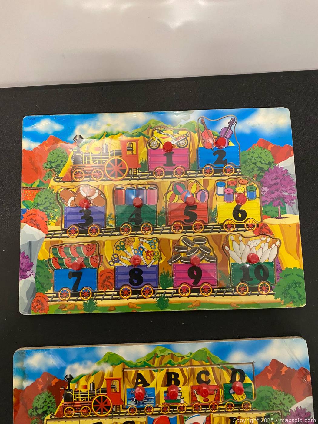 Wooden Train Alphabet & Number Peg Puzzles | Maxsold