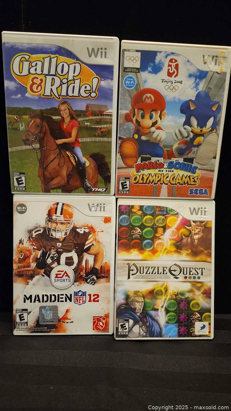 4 Nintendo Wii Games: Gallop & Ride!, Mario & Sonic, Madden NFL 12 ...