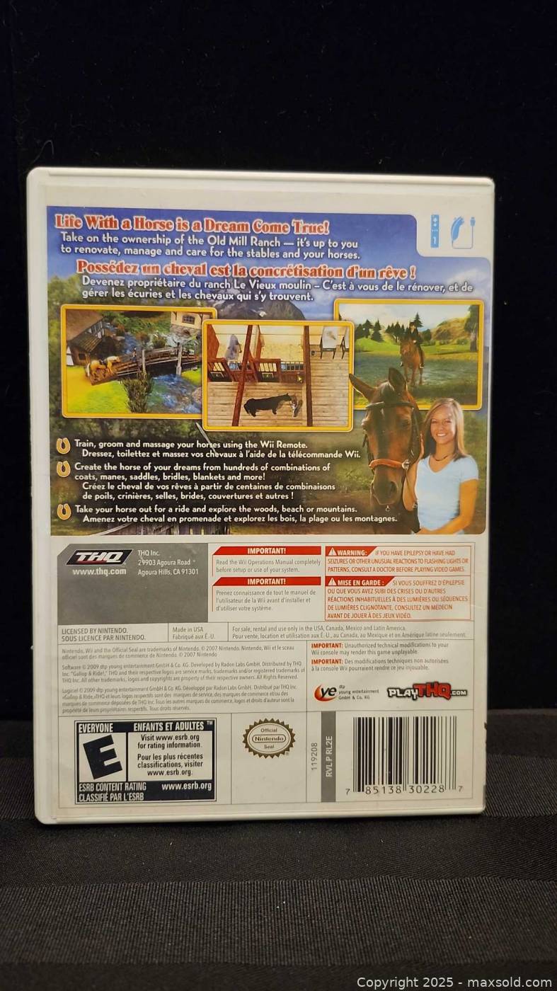 4 Nintendo Wii Games: Gallop & Ride!, Mario & Sonic, Madden NFL 12 ...