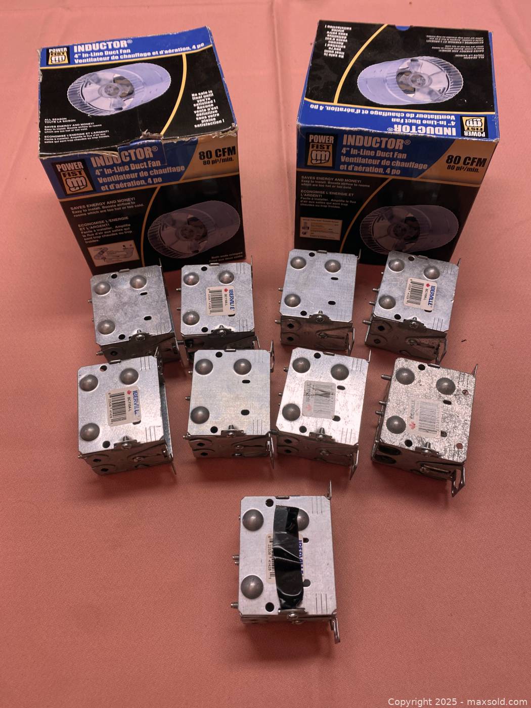 Power Fist 4" 80 CFM inline duct fans with electrical junction boxes ...