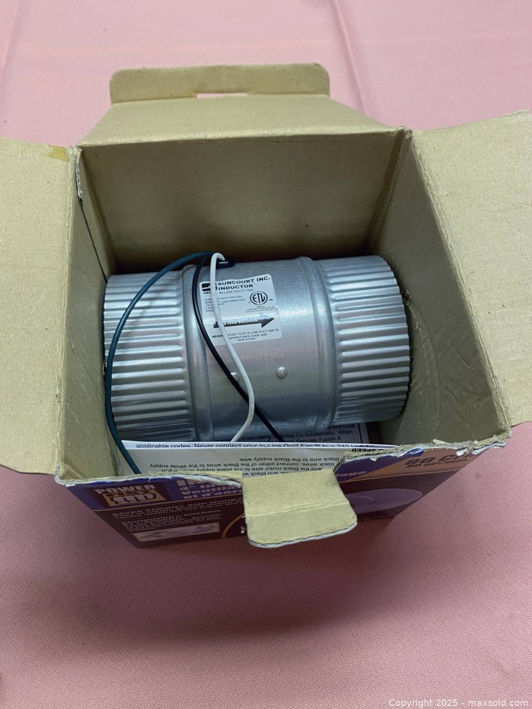 Power Fist 4" 80 CFM inline duct fans with electrical junction boxes ...