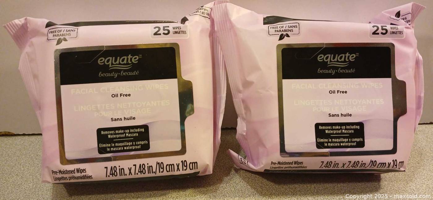 Equate Oil Free Facial Cleansing Wipes, 2 packs | Maxsold