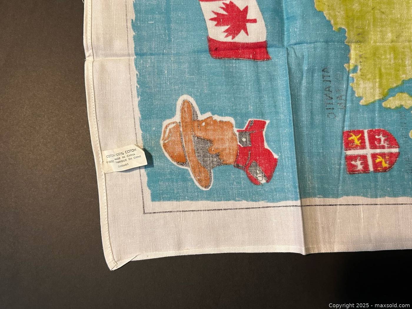 Vintage Canada cotton map tea towel | Maxsold