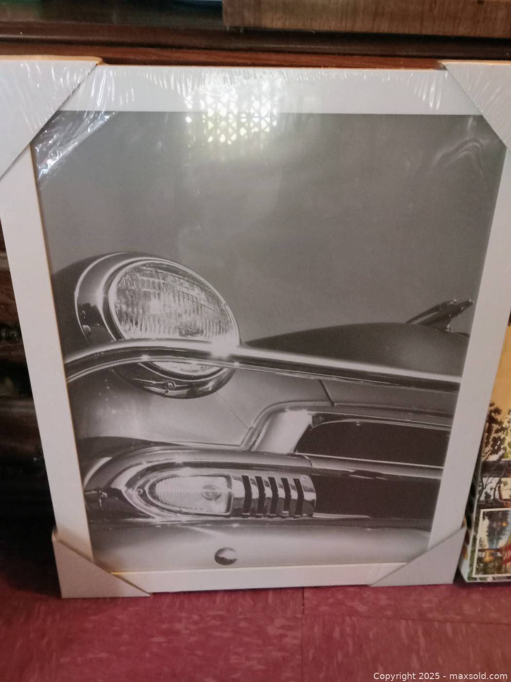 Greyscale classic car framed wall art | Maxsold