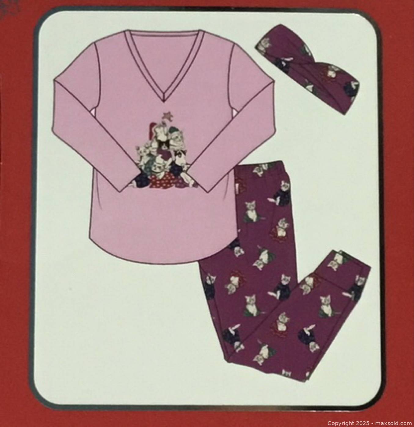 Simple Pleasures 3-Piece Cat Christmas PJ Set Size S | Maxsold