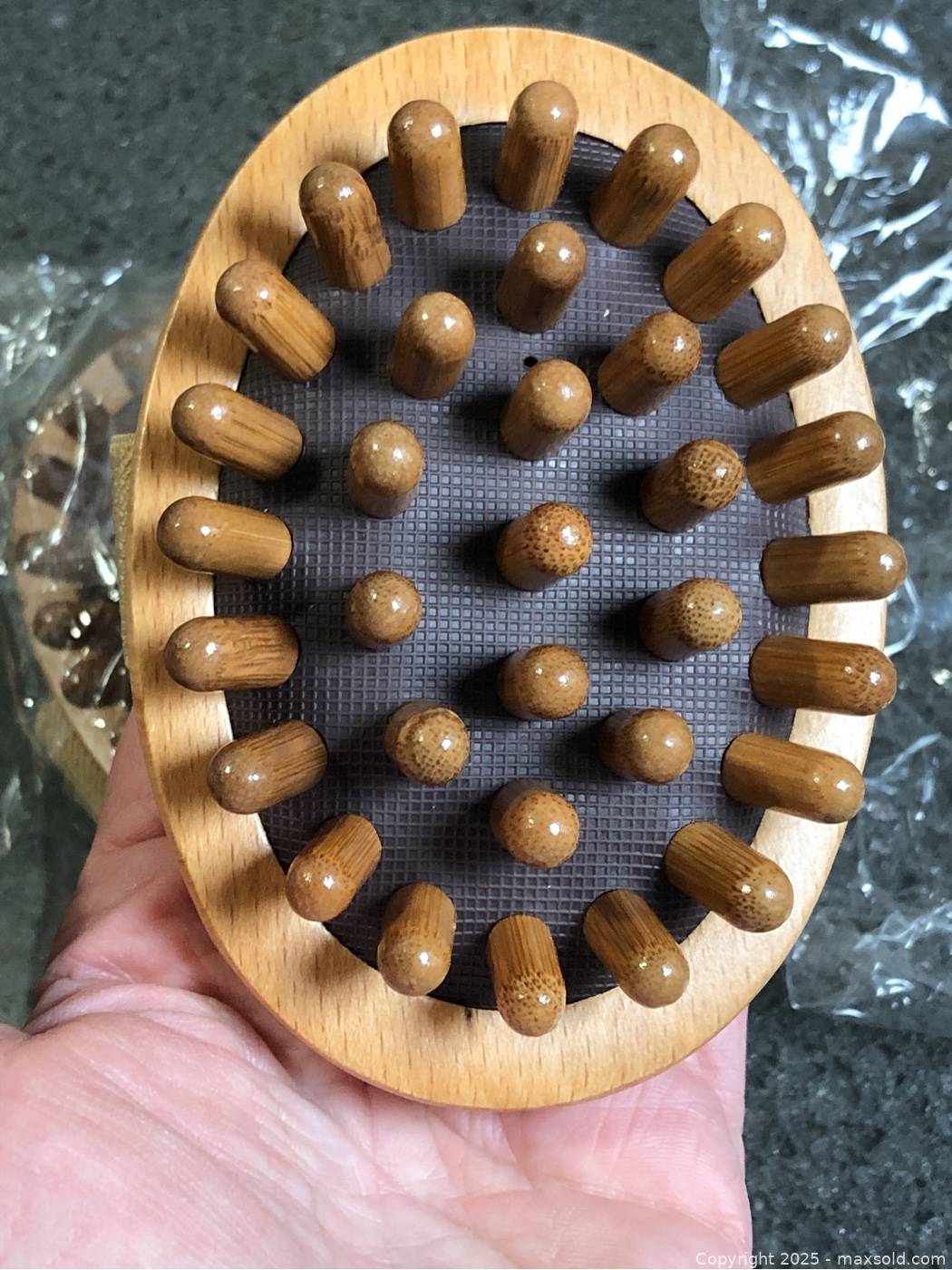 Pair wooden oval scalp massage combs | Maxsold