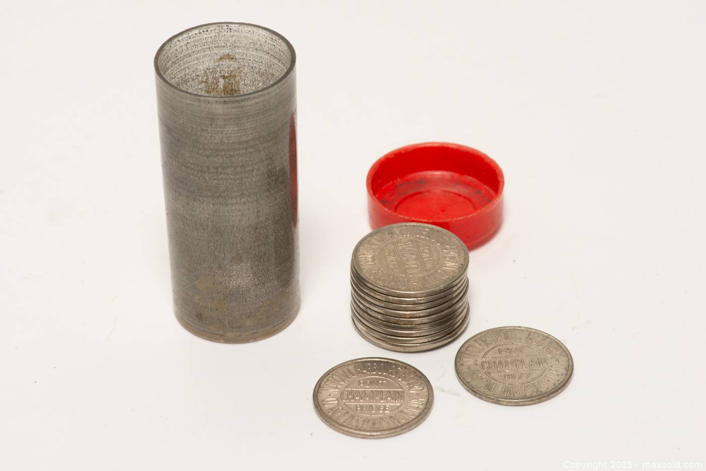 Champlain Bridge toll tokens and tube | Maxsold