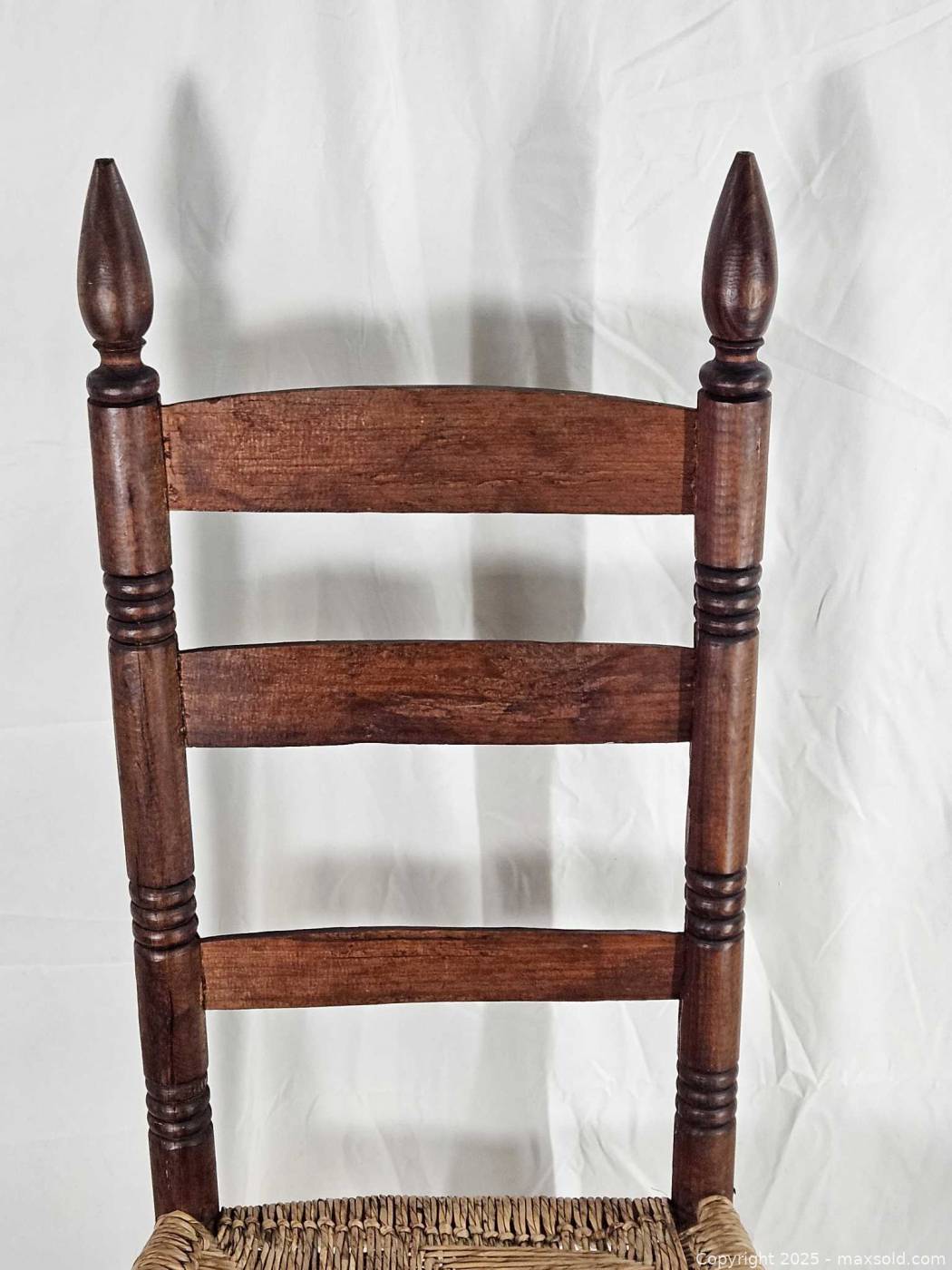 Antique 19th Century New England Ladderback Side Chair with Finials and ...
