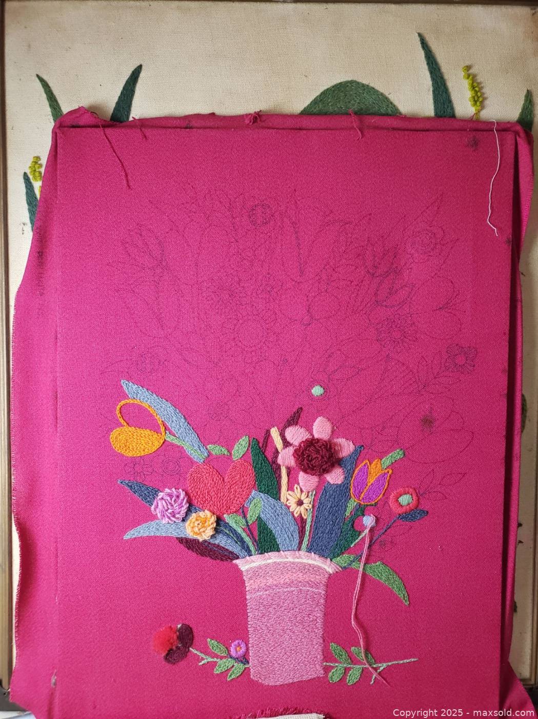 Crewel embroidery art lot | Maxsold