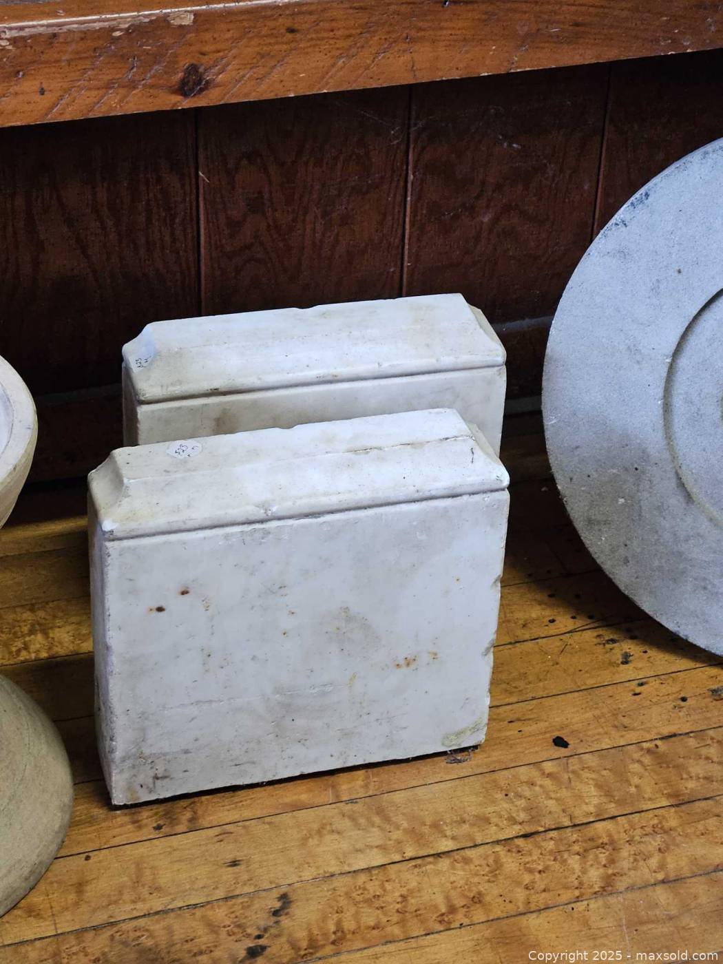 Marble slabs, urn planters & stone sharpening wheel | Maxsold