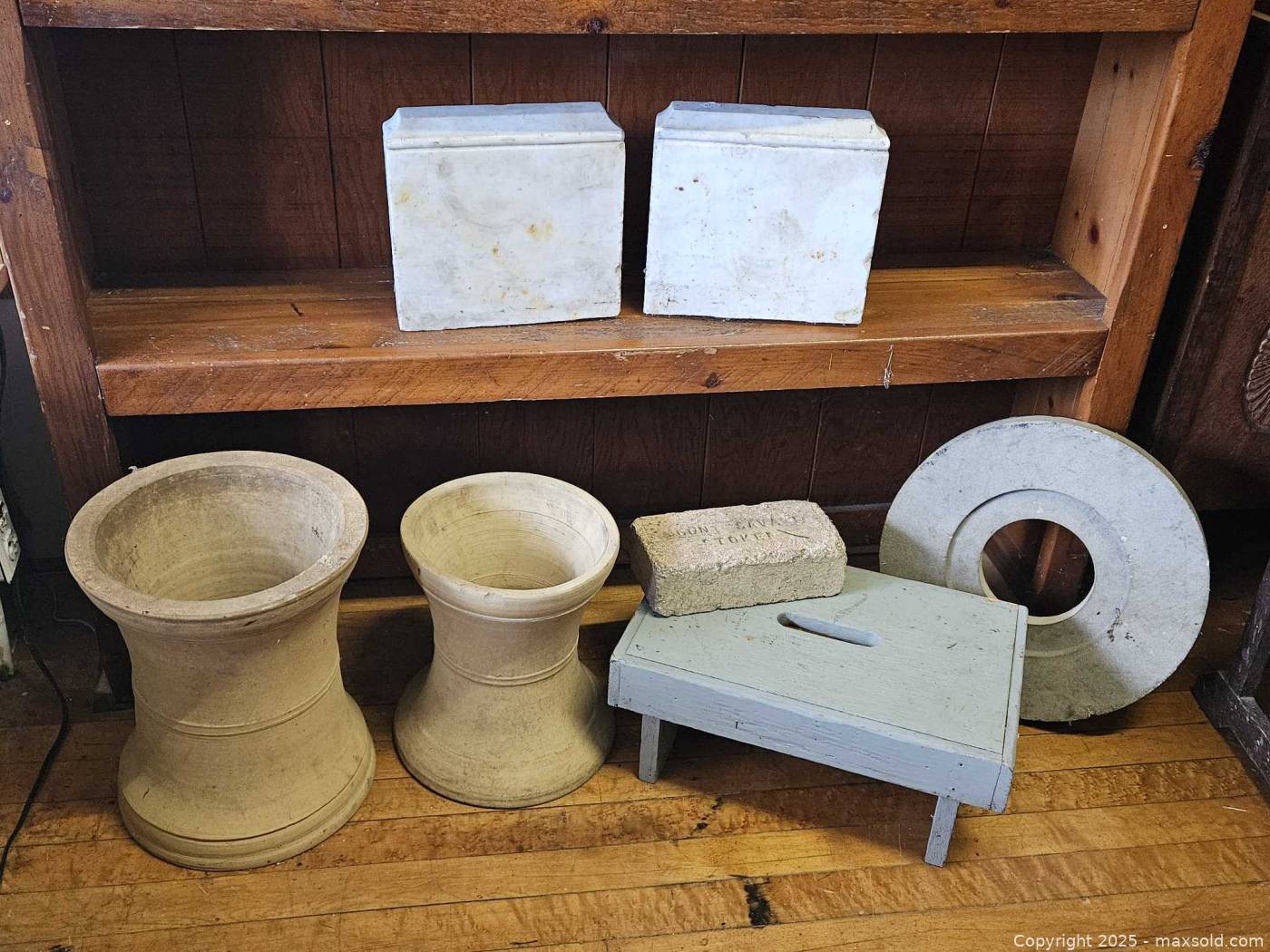 Marble slabs, urn planters & stone sharpening wheel | Maxsold