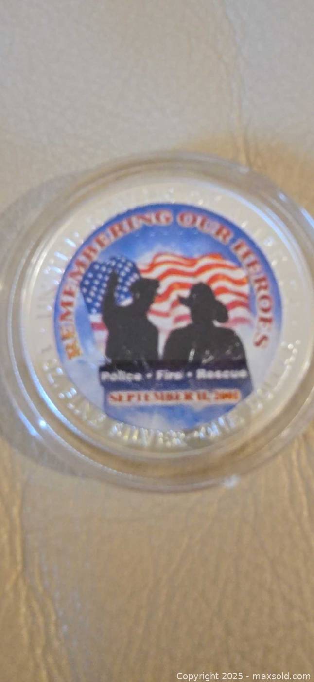 1 oz .999 silver 9/11 commemorative coin with capsule, paperwork and ...