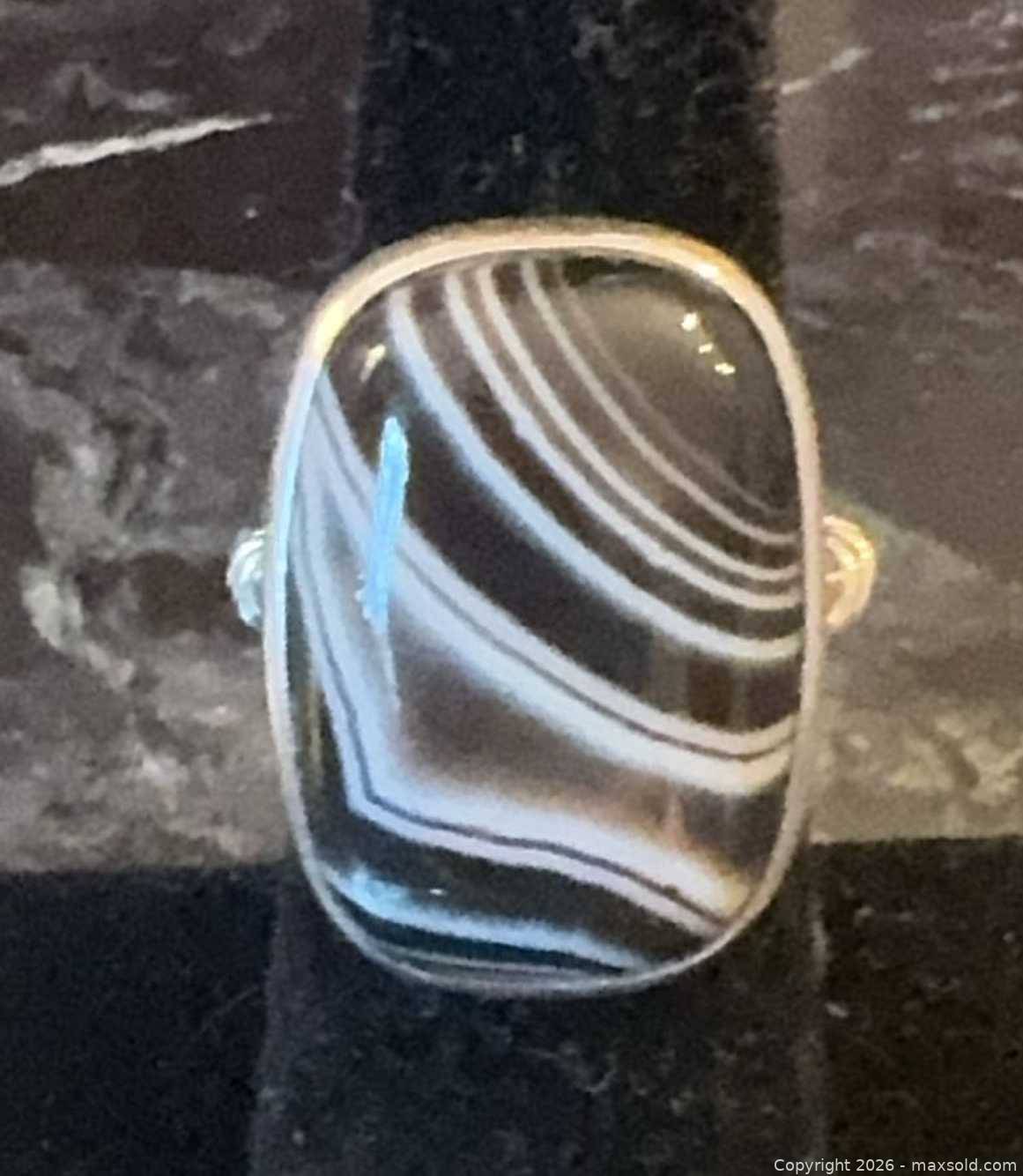 Sterling silver 925 banded agate ring size 5.5 | Maxsold