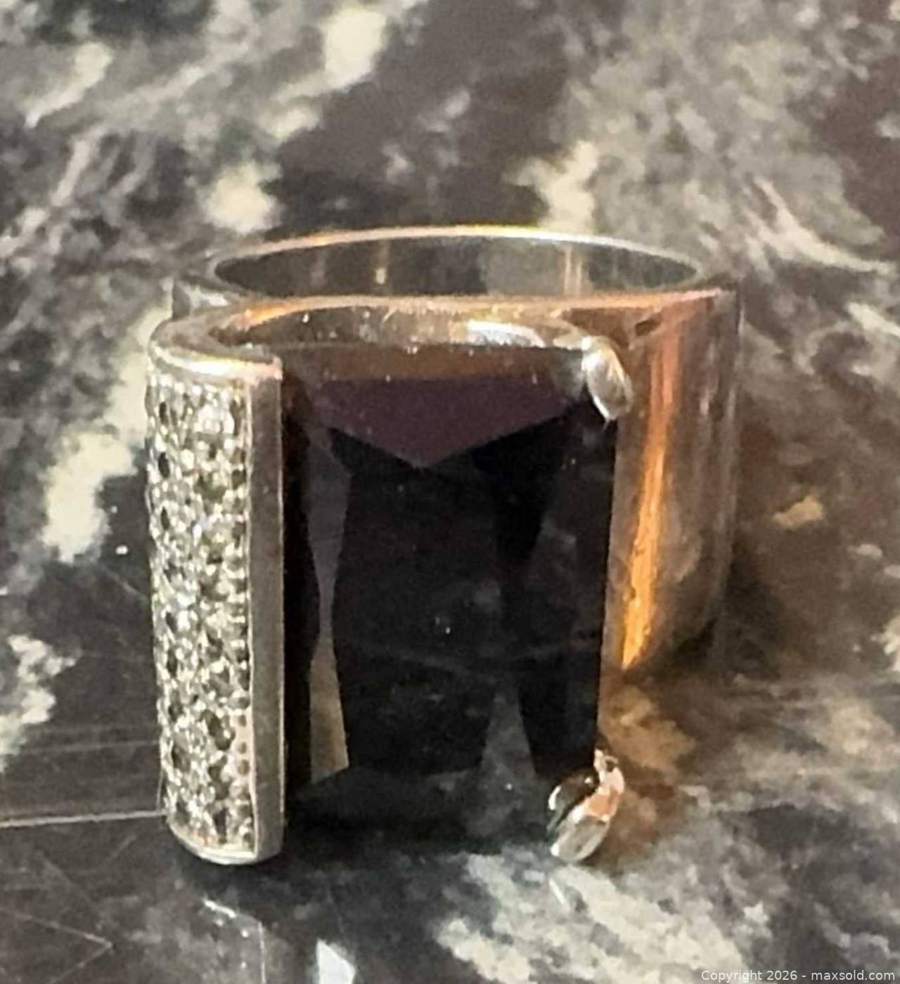 925 sterling silver statement ring with rectangular black onyx and ...