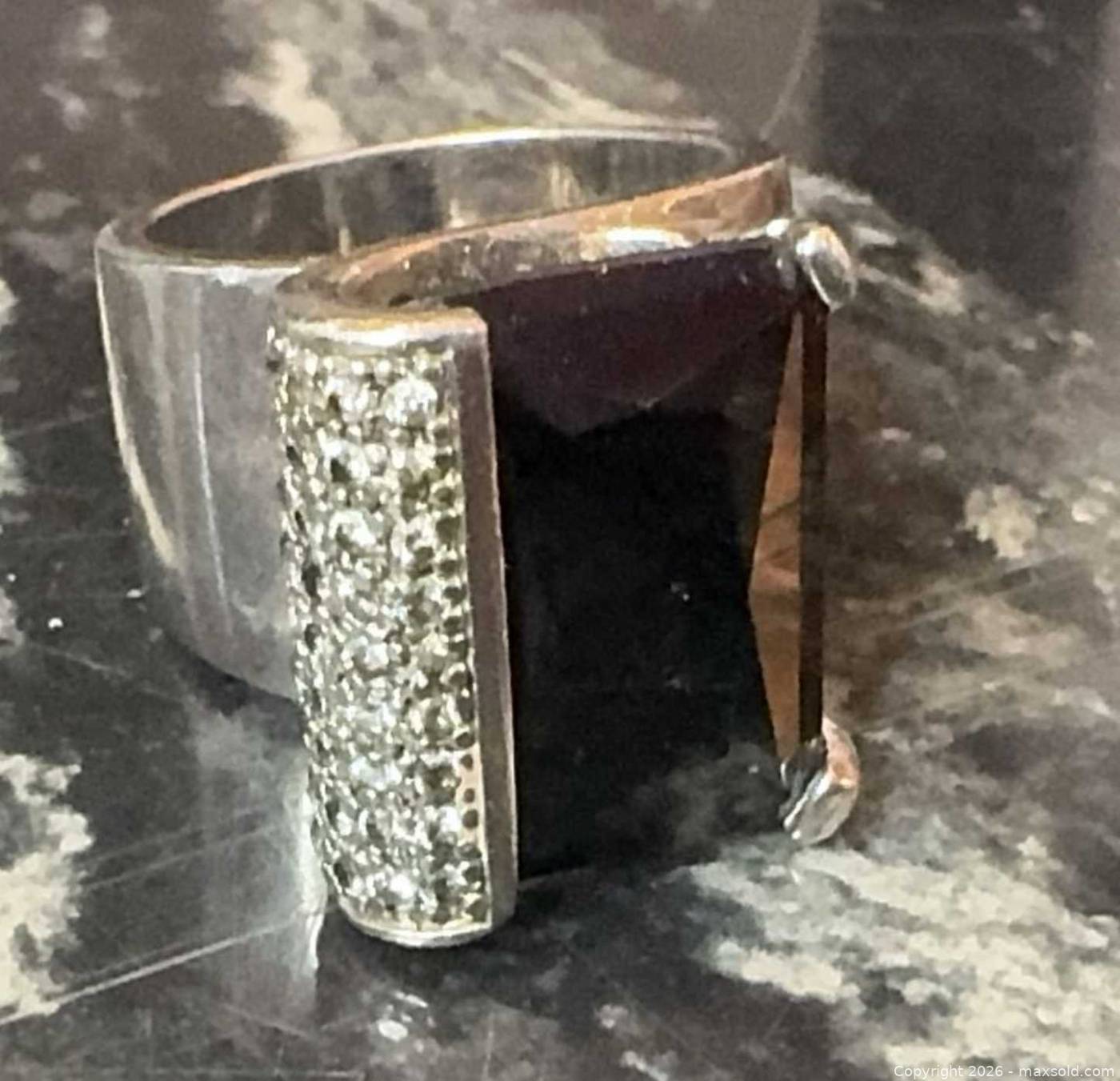 925 sterling silver statement ring with rectangular black onyx and ...