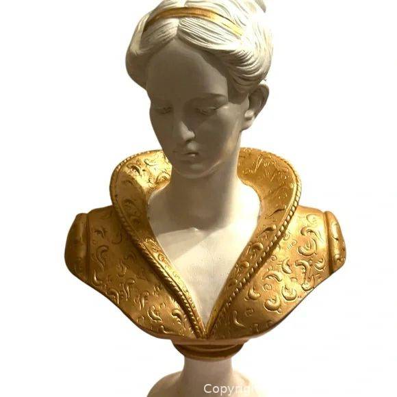 20" White Plaster Lady Bust with Gilded Collar | Maxsold