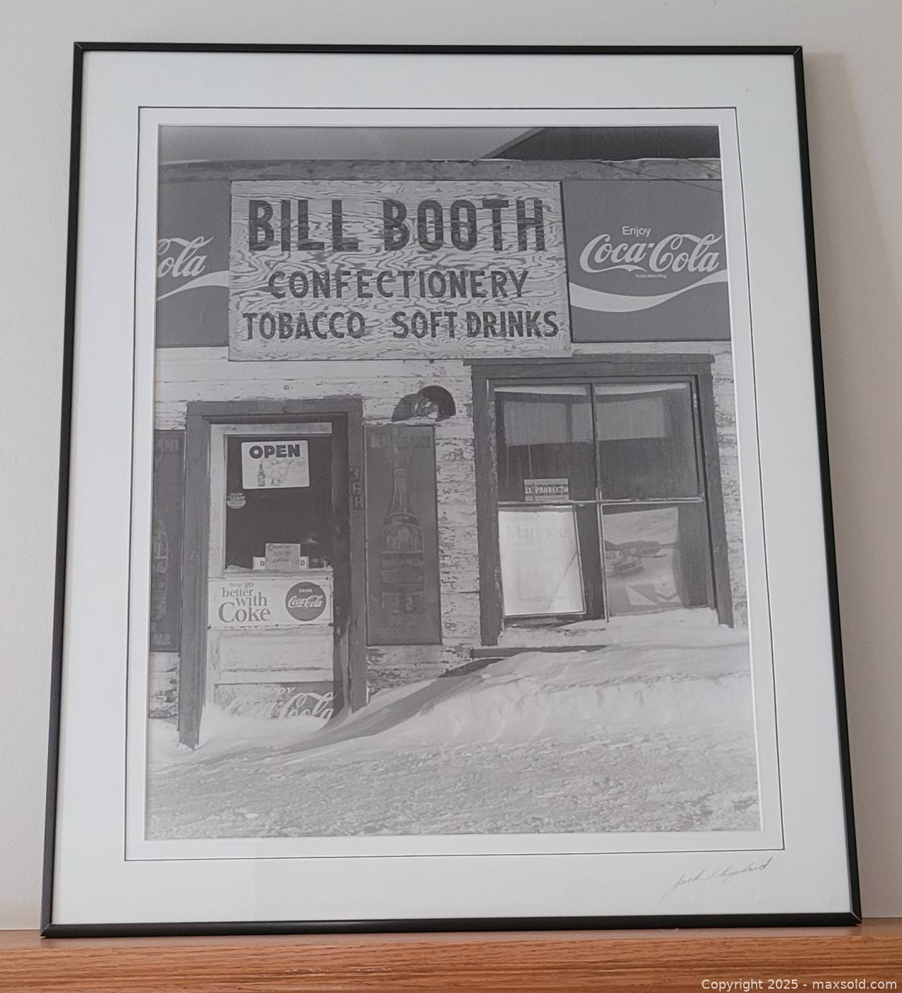 Signed black-and-white Bill Booth storefront photograph, framed 20" x ...