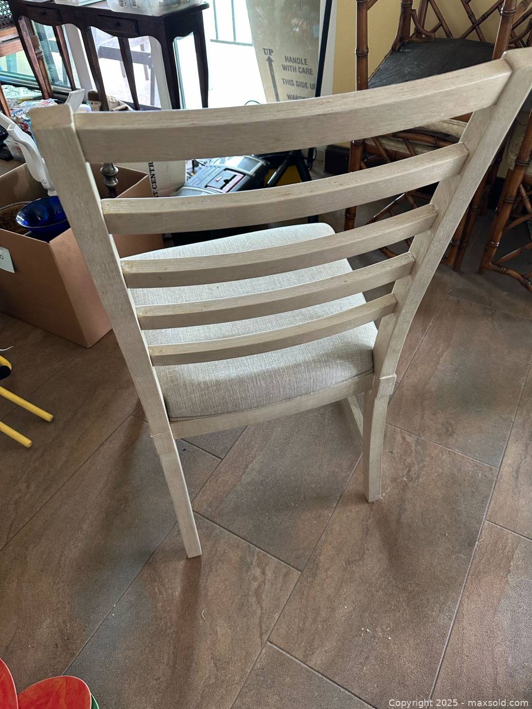 Ladderback Whitewashed Wood Dining Chair | Maxsold