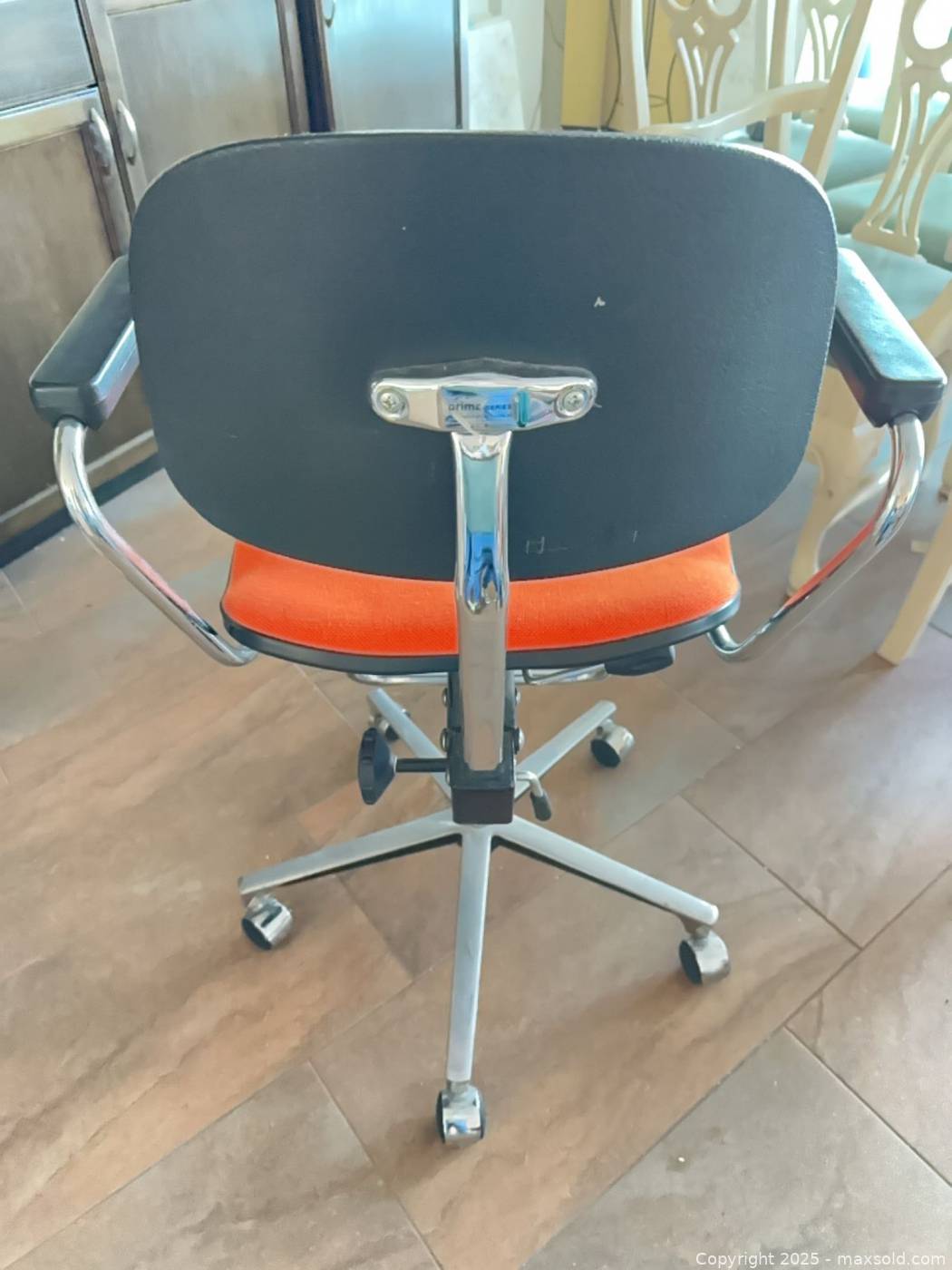 Orange Woven Drafting Rolling Chair | Maxsold