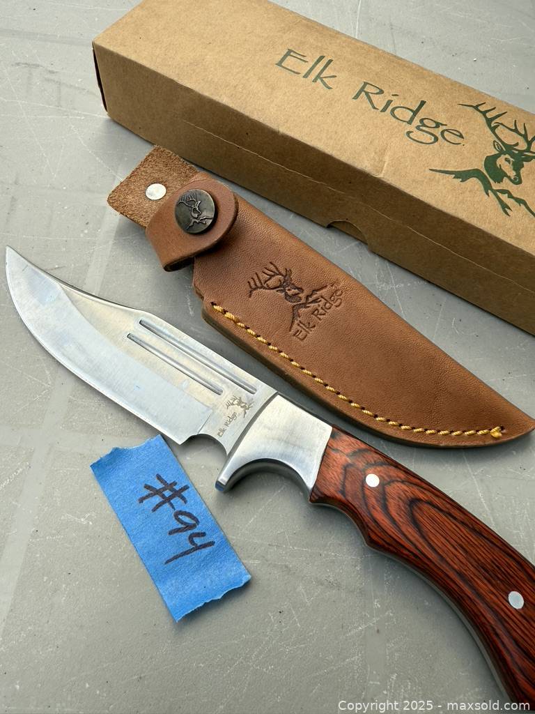 Elk Ridge fixed-blade hunting knife with sheath and box | Maxsold