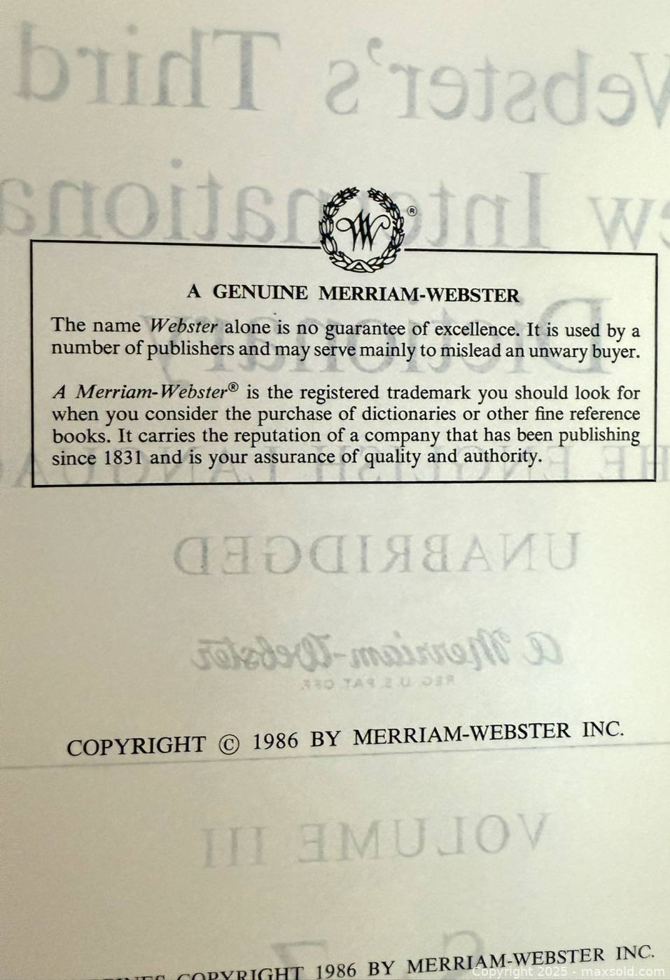 1986 Merriam-Webster 3-Volume Dictionary Set | Maxsold