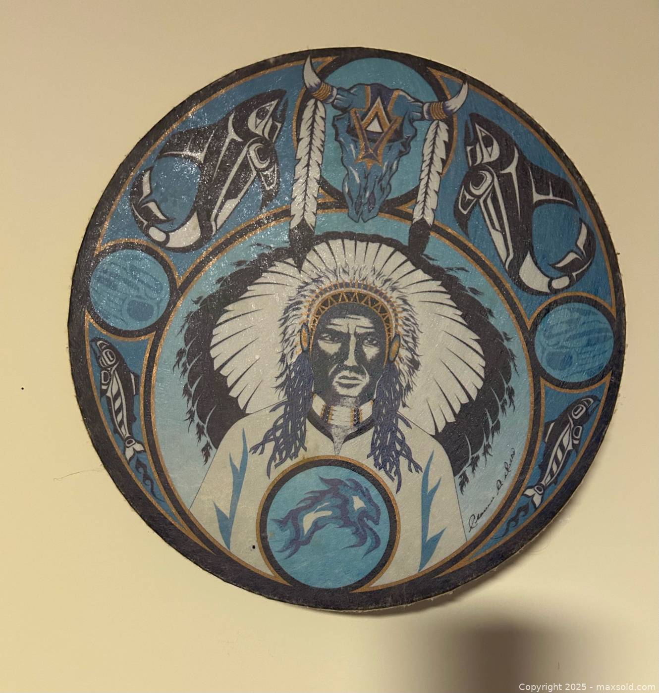 Indigenous Style Spirit Drum by Clarence Wells | Maxsold