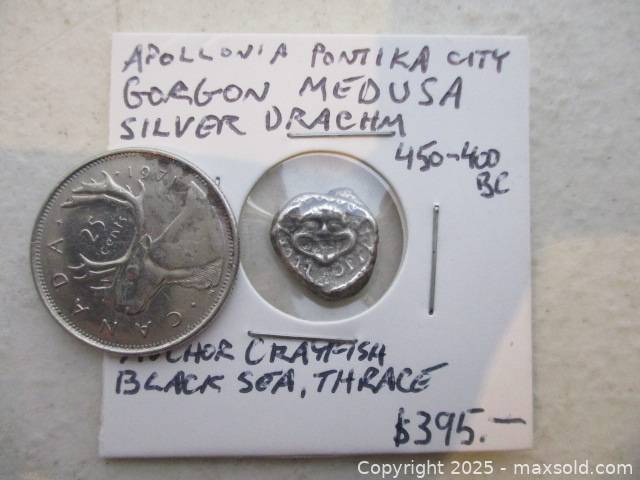 Ancient Greek Silver Drachm Coin, Apollonia Pontika, 450-400 BC | Maxsold