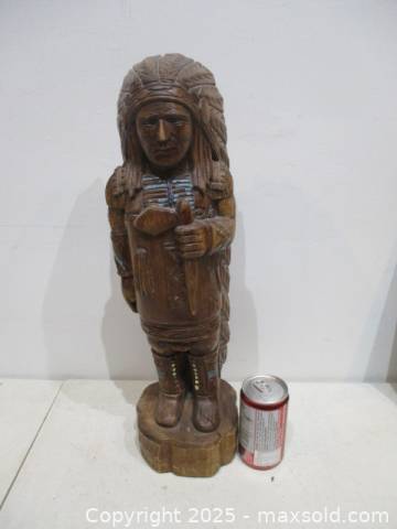 Hand carved wooden Indigenous chief statue | Maxsold