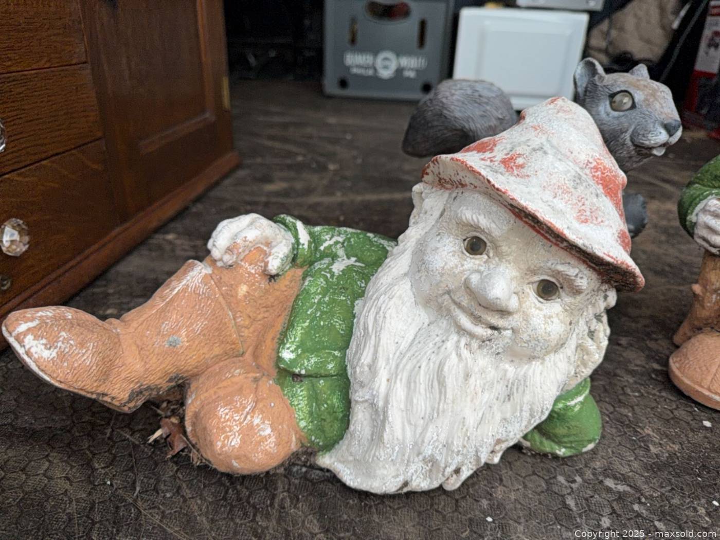 Resin garden gnomes and squirrels | Maxsold