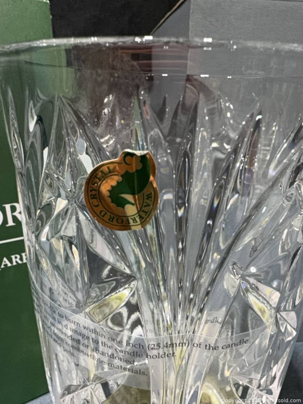 Waterford crystal hurricane votive with Connemara marble base | Maxsold