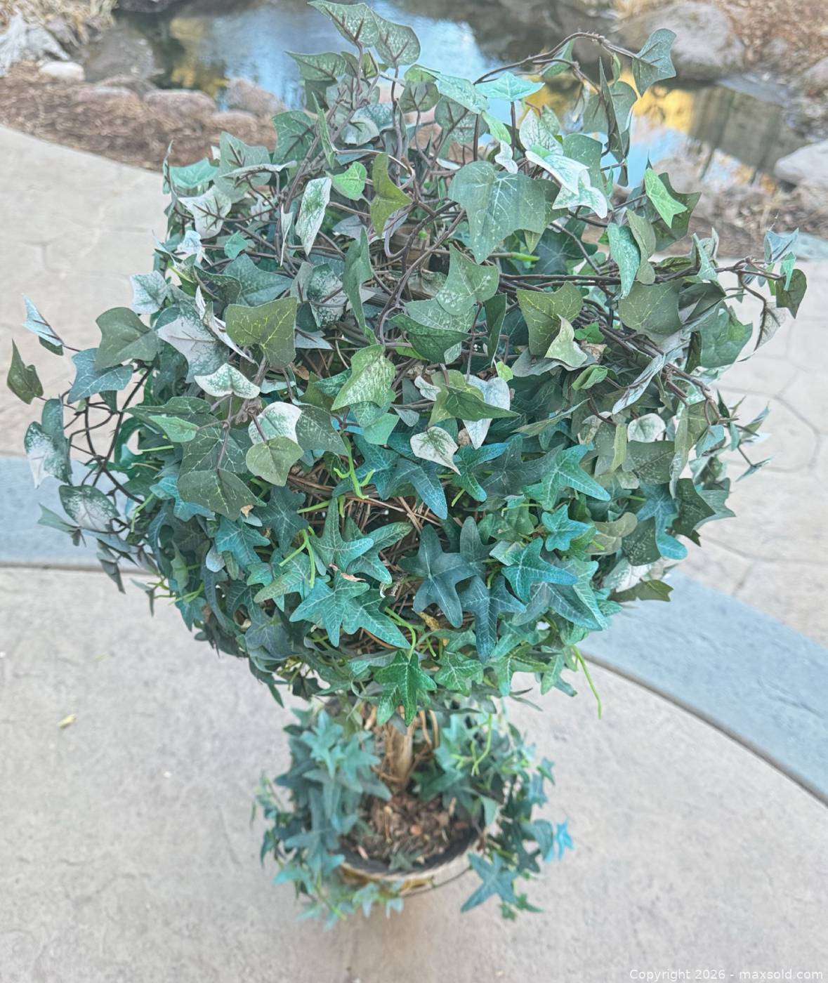 Faux Ivy Topiary Tree & Wooden USA Flag Sign | Maxsold