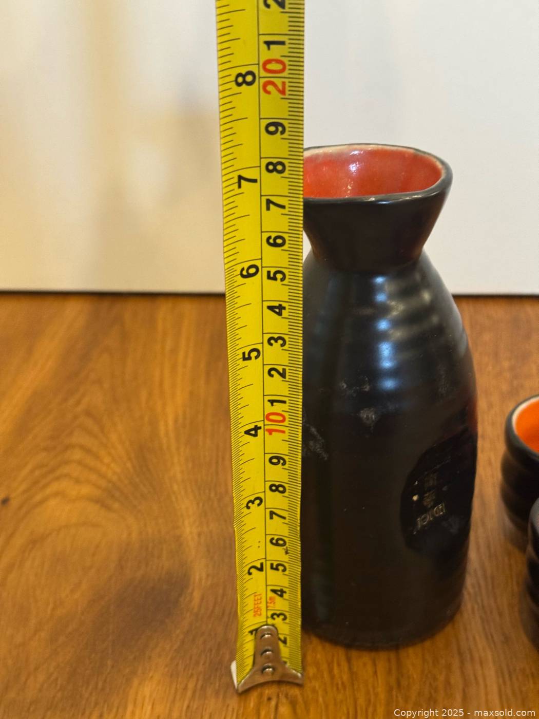 TOUGEI matte black and orange ceramic sake set | Maxsold