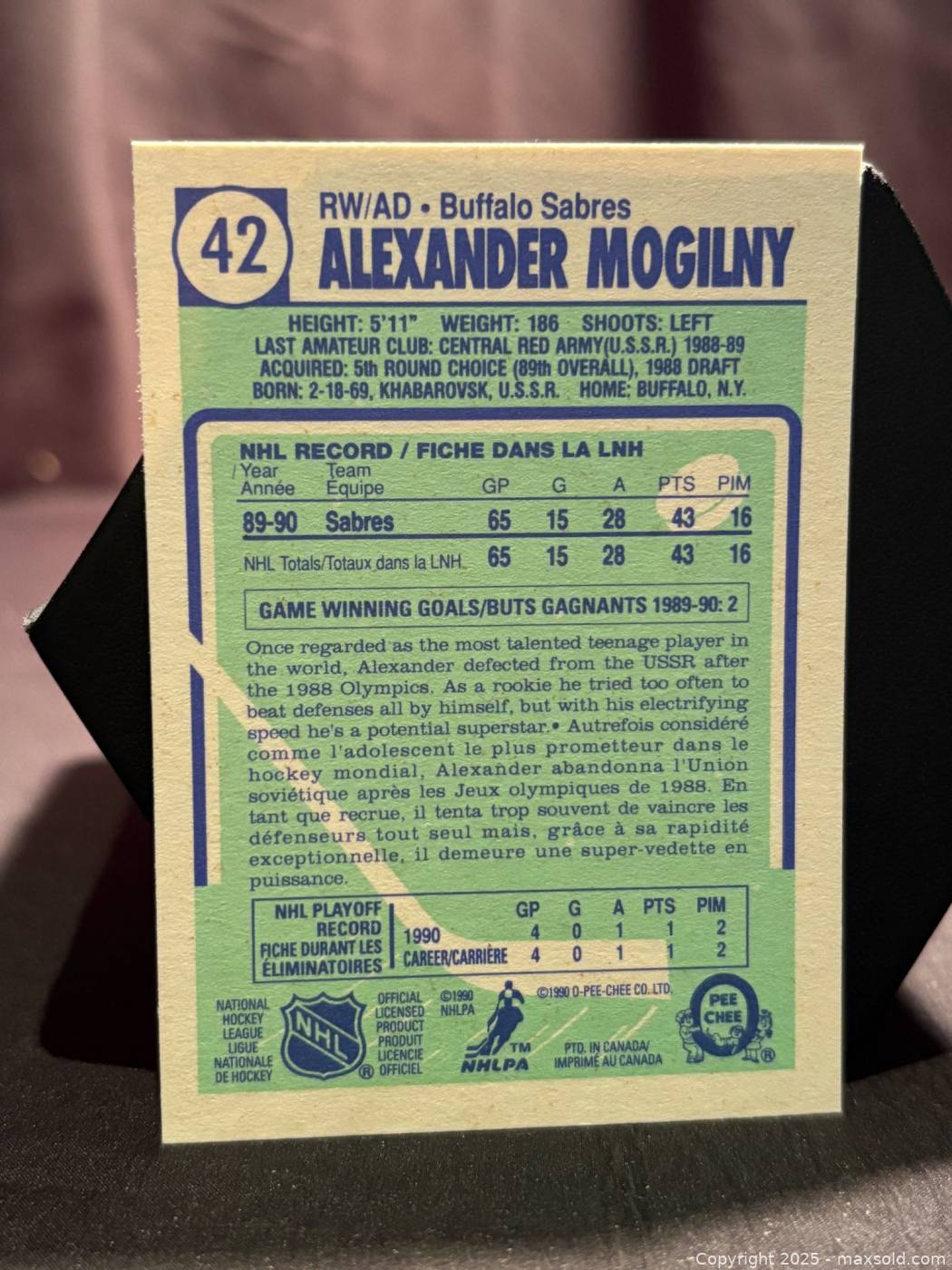1990-91 O-Pee-Chee Alexander Mogilny Rookie #42 | Maxsold