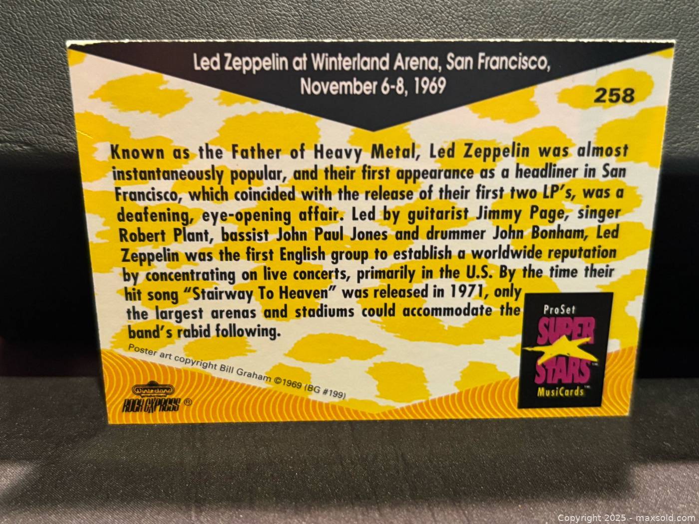 1991 Pro Set Super Stars Led Zeppelin Historic Concerts trading card ...